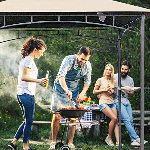 Ontheway 5FT x 8FT Double Tiered Replacement Canopy Grill BBQ Gazebo Roof Top, for Gazebo Model L-GZ238PST-11 Only