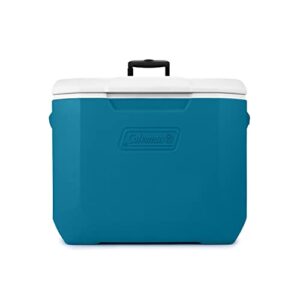 coleman chiller series 60qt wheeled insulated portable cooler, ice retention hard cooler with heavy duty wheels and handle