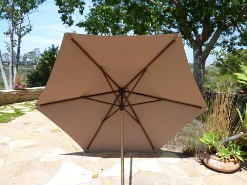 Formosa Covers | Premium Quality Double Vented 9ft 6 Ribs Outdoor Umbrella Replacement Canopy - 30% Heavier Than The Rest - Taupe (Canopy Top Only)