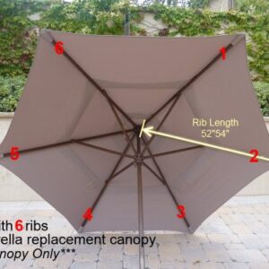 Formosa Covers | Premium Quality Double Vented 9ft 6 Ribs Outdoor Umbrella Replacement Canopy - 30% Heavier Than The Rest - Taupe (Canopy Top Only)