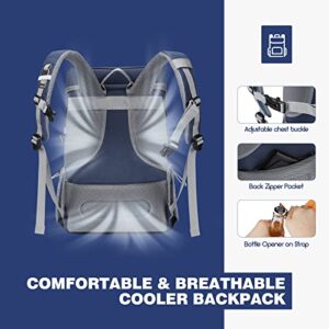 Maelstrom Cooler Backpack,35 Can Backpack Cooler Leakproof,Insulated Soft Cooler Bag,Beach Cooler Camping Cooler,Ice Chest Backpack,Travel Cooler for Grocery Shopping,Kayaking,Fishing,Hiking,Blue