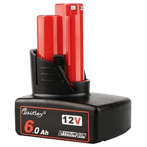 waitley 12v 6ah replacement battery compatible with milwaukee m12 6.0ah lithium-ion battery 48-11-2411 48-11-2440 48-11-2402 tools