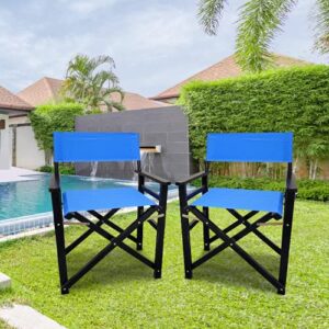 DKLGG Outdoor Folding Chair with Armrests Set of 2, Natural Wood Frame and Canvas Lightweight Camping Lawn Chair, Portable Director Folding Makeup Artist Chair, Patio Dining Chairs, Easy Assemble