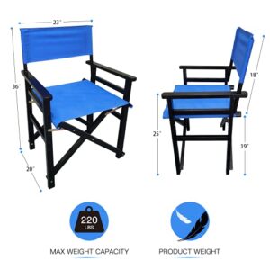 DKLGG Outdoor Folding Chair with Armrests Set of 2, Natural Wood Frame and Canvas Lightweight Camping Lawn Chair, Portable Director Folding Makeup Artist Chair, Patio Dining Chairs, Easy Assemble