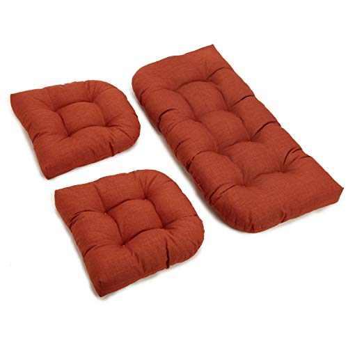 Blazing Needles Indoor/Outdoor Rounded Back Settee Cushion Set, Cinnamon 3 Count