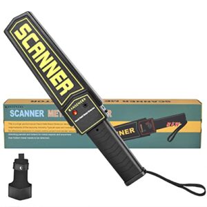 ranseners handheld metal detector wand,security wand,safety bars, portable adjustable sound & vibration alerts, detects weapons knivers screw (high sensitivity, black)