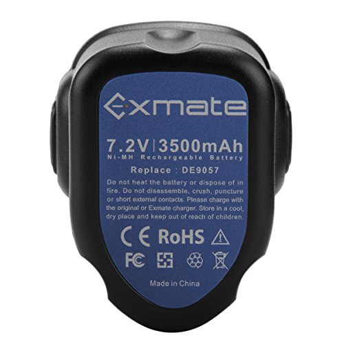 Exmate 7.2V 3500mAh Ni-MH Replacement Battery Compatible with Dewalt DW9057 DE9057 DE9085 DW920 DW920K DW920K-2 DW920K2 DW925K DW925K-2 DW925K2 DW968K, 7.2V Ni-MH Battery