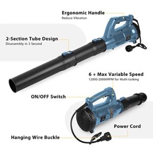 C P CHANTPOWER Leaf Blower, Lawn Blower Electric with 6+Max Variable Speeds, Quick Installation and 2-Section Tube Design,135MPH/600CFM