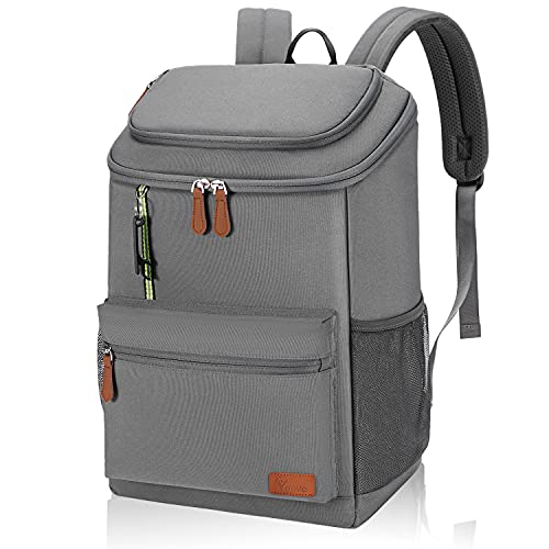 Voova Backpack Cooler Insulated Waterproof Leakproof Cooler Back Pack, Portable Soft Sided Coolers Bookbag for Men Women to Beach Lunch Picnic Camping Hiking Fishing Travel Trips, 30 Cans,Grey