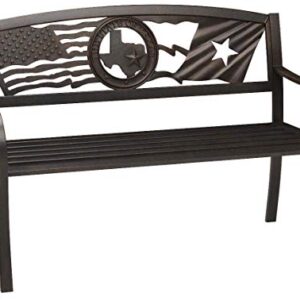 Leigh Country Flags Over Texas Metal Bench