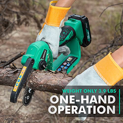 POPULO 5-inch Cordless Mini Chainsaw, 20V MAX 2.0Ah Power Chain Saws Rechargeable, Portable Small Pruning Saw for Tree and Wood, One-Hand Handheld Electric Chainsaw with Battery and Charger