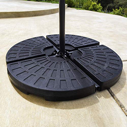 EliteShade USA 4PCS 160 LB Fan Shaped Water or Sand Filled Umbrella Base Stand for Cantilever Offset Patio Market Umbrella with Carry Handles (Black)