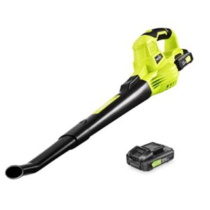 cordless leaf blower, electric leaf blower battery-powered, 20v lithium leaf blower cordless with battery & charger, powerful cordless blower lightweight for sweeping snow (battery&charger included)