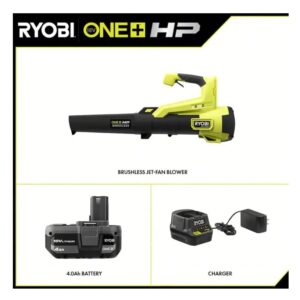 RYOBI (RY40460) 350 CFM 18V Cordless Jet Fan Blower, 4.0 Ah Battery and Charger