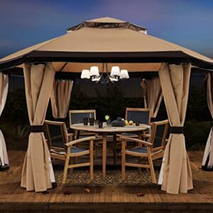 10'x10' Gazebos for Patios Outdoor Hexagonal Gazebo with Netting and Privacy Curtains by ABCCANOPY