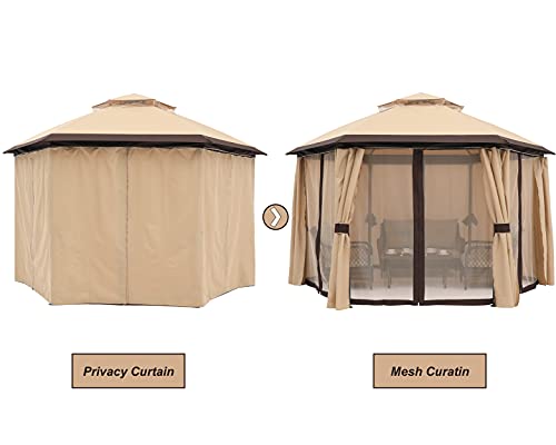 10'x10' Gazebos for Patios Outdoor Hexagonal Gazebo with Netting and Privacy Curtains by ABCCANOPY