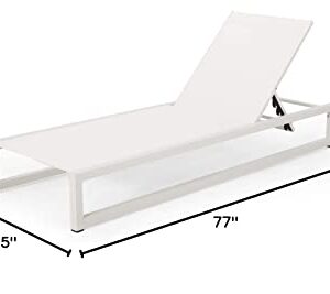 Christopher Knight Home Jerome Outdoor Aluminum Chaise Lounge with Mesh Seating, White