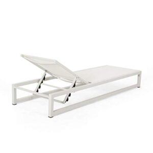 Christopher Knight Home Jerome Outdoor Aluminum Chaise Lounge with Mesh Seating, White