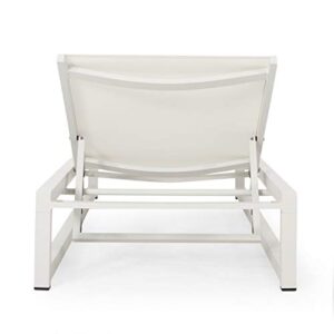 Christopher Knight Home Jerome Outdoor Aluminum Chaise Lounge with Mesh Seating, White