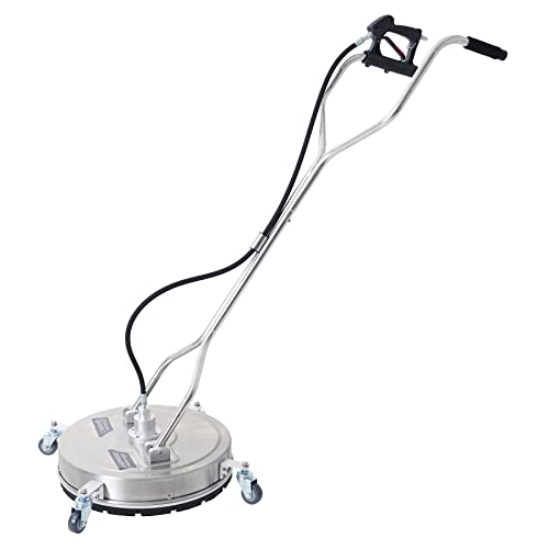 CO-Z 20 Inch Pressure Surface Cleaner with Wheels, Dual Handle Stainless Steel Housing Circular Power Washer Attachment, 4000psi Driveway Concrete Cleaning Scrubber Accessory for Gas & Electric Washer