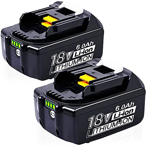 【Upgrade】 CaliHutt 2 Pack 18V 6000mAh Replacement Battery for Makita 18V Battery with LED Indicator BL1830 BL1850 BL1840 BL1845 BL1815 BL1820 BL1860B LXT-400 Cordless Power Tools Lithium-ion Battery