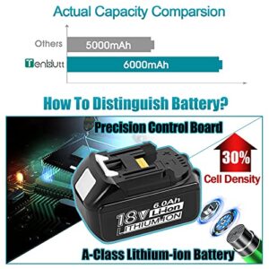 【Upgrade】 CaliHutt 2 Pack 18V 6000mAh Replacement Battery for Makita 18V Battery with LED Indicator BL1830 BL1850 BL1840 BL1845 BL1815 BL1820 BL1860B LXT-400 Cordless Power Tools Lithium-ion Battery