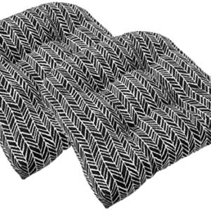 Pillow Perfect Outdoor/Indoor Herringbone Night Tufted Seat Cushions (Round Back), 2 Count (Pack of 1), Black