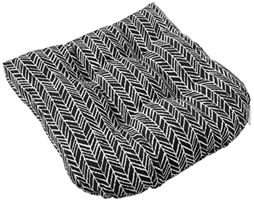 Pillow Perfect Outdoor/Indoor Herringbone Night Tufted Seat Cushions (Round Back), 2 Count (Pack of 1), Black