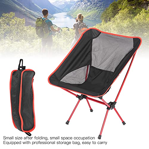 Aluminum Alloy Portable Chair, Nylon Mesh Simple Operation Outdoor Camping Chair with A Stable Four Arm Design for Fishing(Big red)