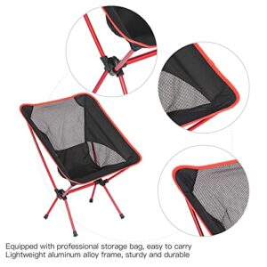 Aluminum Alloy Portable Chair, Nylon Mesh Simple Operation Outdoor Camping Chair with A Stable Four Arm Design for Fishing(Big red)