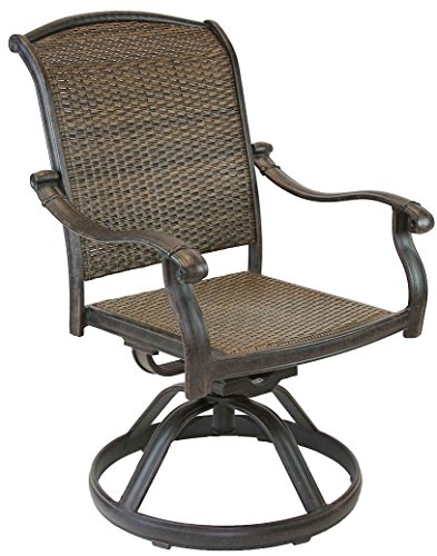 Patio Land Santa Clara Outdoor Set of 6 Swivel Rocker Dining Chairs Dark Bronze Cast Aluminum