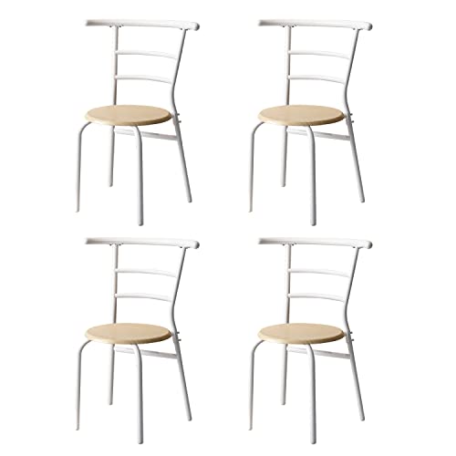 Bonzy Home Patio Chairs Set of 4, Metal Indoor-Outdoor Chairs, Lounge Chairs for Outside Pool, Bistro, Cafe, Restaurant, Kitchen, Wooden Stool Stackable Side Chairs with Back