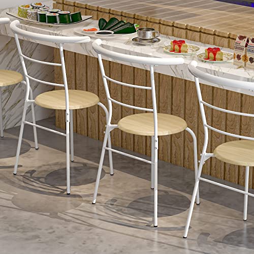 Bonzy Home Patio Chairs Set of 4, Metal Indoor-Outdoor Chairs, Lounge Chairs for Outside Pool, Bistro, Cafe, Restaurant, Kitchen, Wooden Stool Stackable Side Chairs with Back