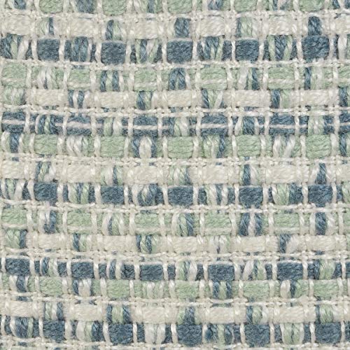 LR Home Interwoven Coastal Delight Indoor Outdoor Pouf, Blue/Green/White, 20" x 20" x 20"