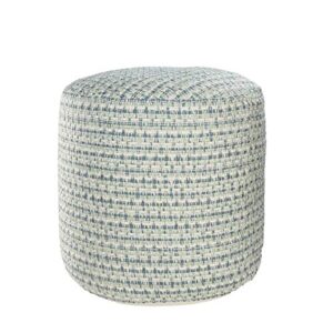 LR Home Interwoven Coastal Delight Indoor Outdoor Pouf, Blue/Green/White, 20" x 20" x 20"