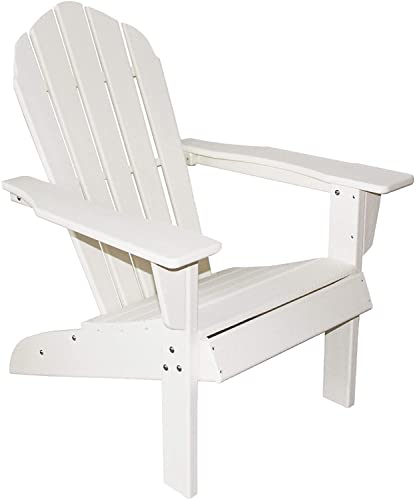 Resin TEAK Essential Adirondack Chair, Premium All Weather Outdoor Patio Furniture, 20 Inch Wide Seat, Up to 350 lbs, Outdoor Patio Chairs for Deck, Porck & Backyard (White)