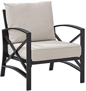 crosley furniture ko60007bz-ol kaplan outdoor metal arm chair, oiled bronze with oatmeal cushions