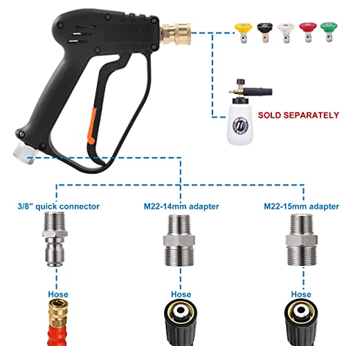 M MINGLE Pressure Washer Gun with Swivel, Universal Power Washer Gun with 3/8'' Quick Connect, M22 14mm and M22 15mm Fittings