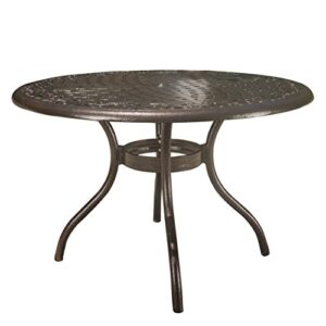 christopher knight home phoenix cast aluminum round table, hammered bronze, dimensions: 47.75”l x 47.75”w x 30.00”h