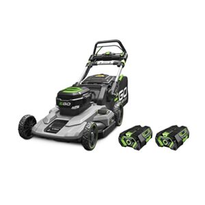 ego power+ lm2102sp-a 21-inch 56-volt lithium-ion self-propelled cordless lawn mower (2) 4.0ah battery and rapid charger included,black