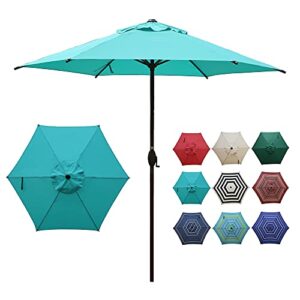 abba patio 9ft patio umbrella outdoor umbrella patio market table umbrella with push button tilt and crank for garden, lawn, deck, backyard & pool, turquoise