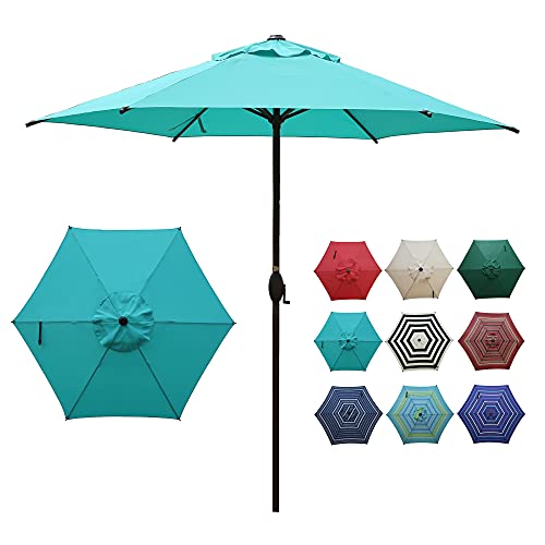 Abba Patio 9ft Patio Umbrella Outdoor Umbrella Patio Market Table Umbrella with Push Button Tilt and Crank for Garden, Lawn, Deck, Backyard & Pool, Turquoise