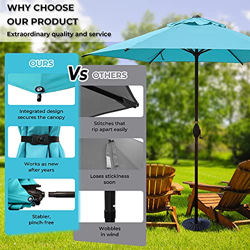 Abba Patio 9ft Patio Umbrella Outdoor Umbrella Patio Market Table Umbrella with Push Button Tilt and Crank for Garden, Lawn, Deck, Backyard & Pool, Turquoise