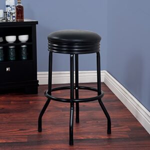 trademark gameroom retro ribbed swivel bar stool, black