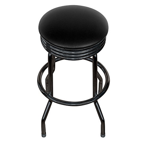 Trademark Gameroom Retro Ribbed Swivel Bar Stool, Black