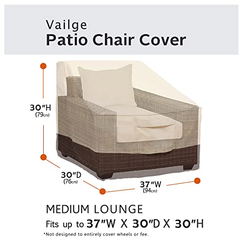 Vailge Patio Chair Covers, Lounge Deep Seat Cover, Heavy Duty and Waterproof Outdoor Lawn Patio Furniture Covers (2 Pack - Medium, Beige & Brown)