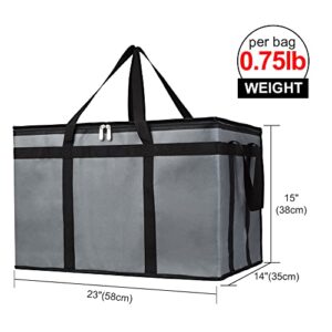 Bodaon Insulated Food Delivery Bag, XXX-Large Insulated Pizza Delivery Bags, Dark Gray, 1-Pack