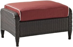 crosley furniture ko70067br-sg kiawah outdoor wicker ottoman, sangria