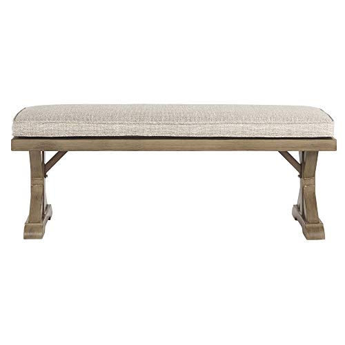 Signature Design by Ashley Beachcroft Patio Farmhouse Outdoor Upholstered Dining Bench, Beige