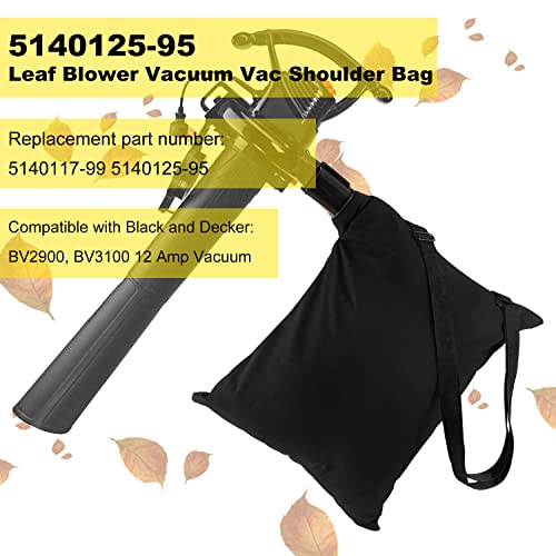 Braveboy 5140125-95 Leaf Blower Vacuum Vac Shoulder Bag, Compatible with Black & Decker BV3100/BV2900 Blower Replacement Leaf Bag 5140117-99.